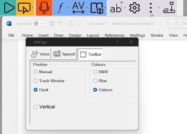 Sensory Readable Toolbar View
